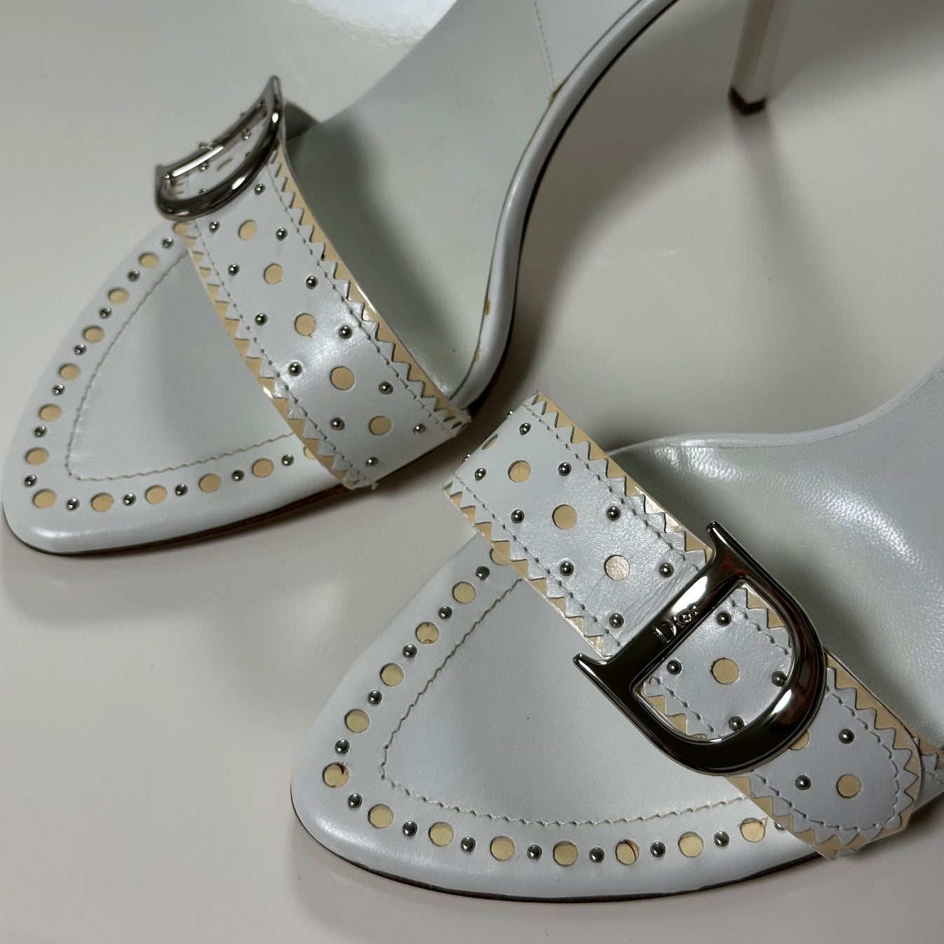CHRISTIAN DIOR Spring Summer 2004 D'Trick Leather Studded Sandals – 24/ ...