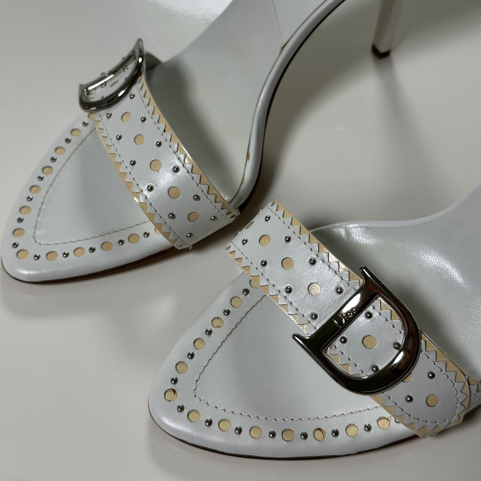CHRISTIAN DIOR Spring Summer 2004 D'Trick Leather Studded Sandals – 24/ ...