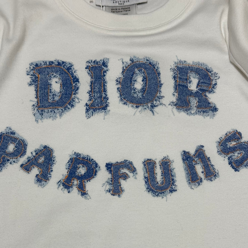 CHRISTIAN DIOR Spring Summer 2002 "DIOR PARFUMS" Denim Look Logo T-Shi ...