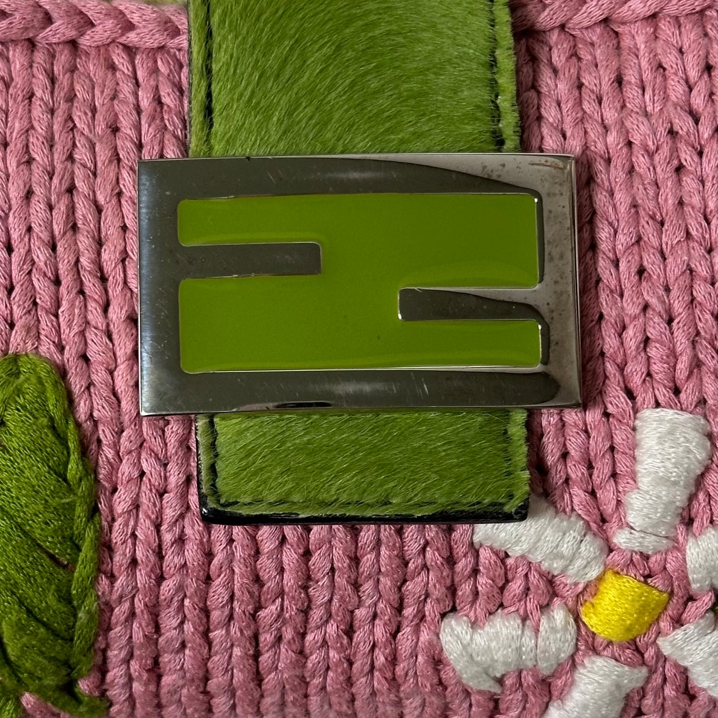 FENDI Spring Summer 2000 Knit Floral Embroidered Baguette – 24/7 archives