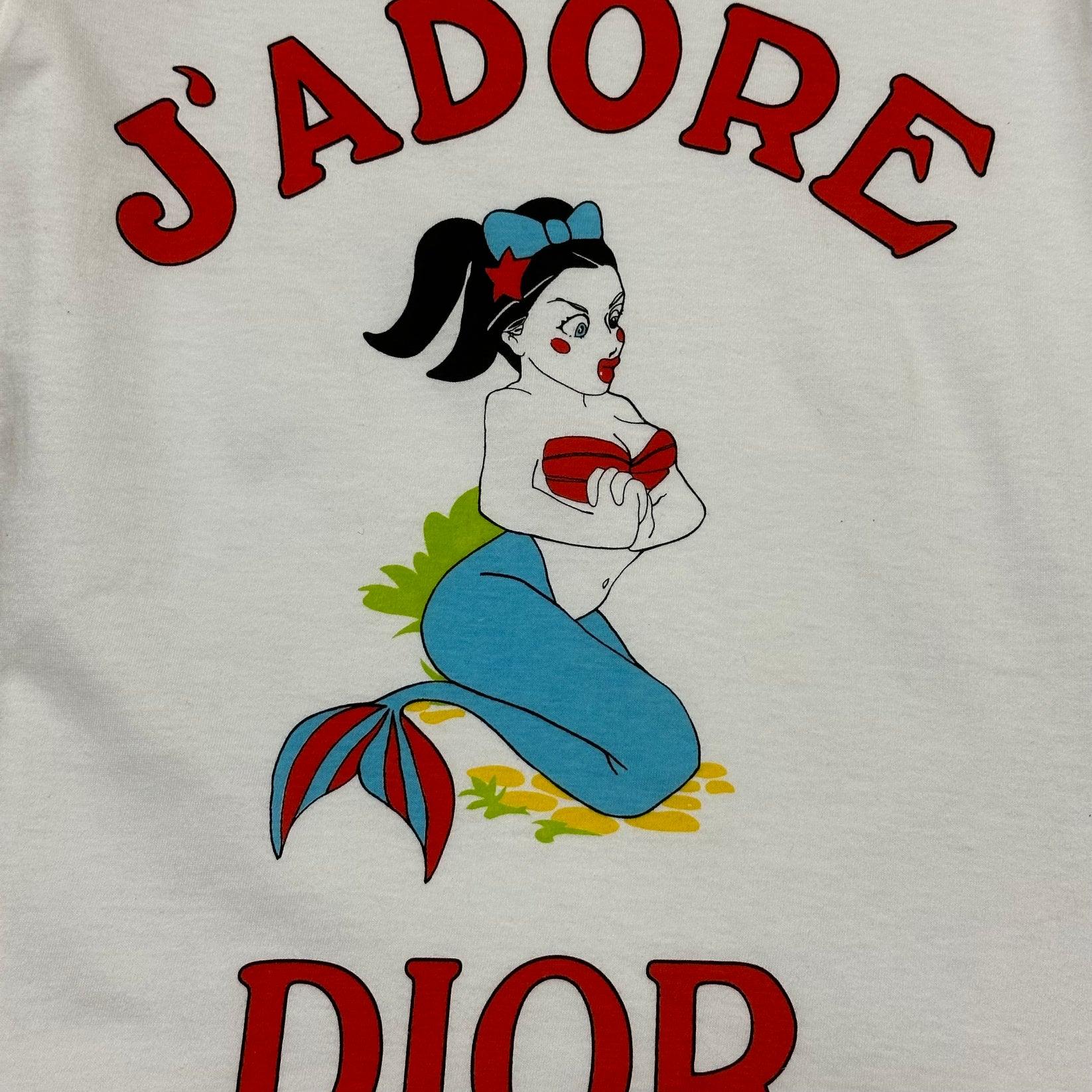 CHRISTIAN DIOR Spring Summer 2002 Cartoon "J'ADORE DIOR" Mermaid T-Shi ...