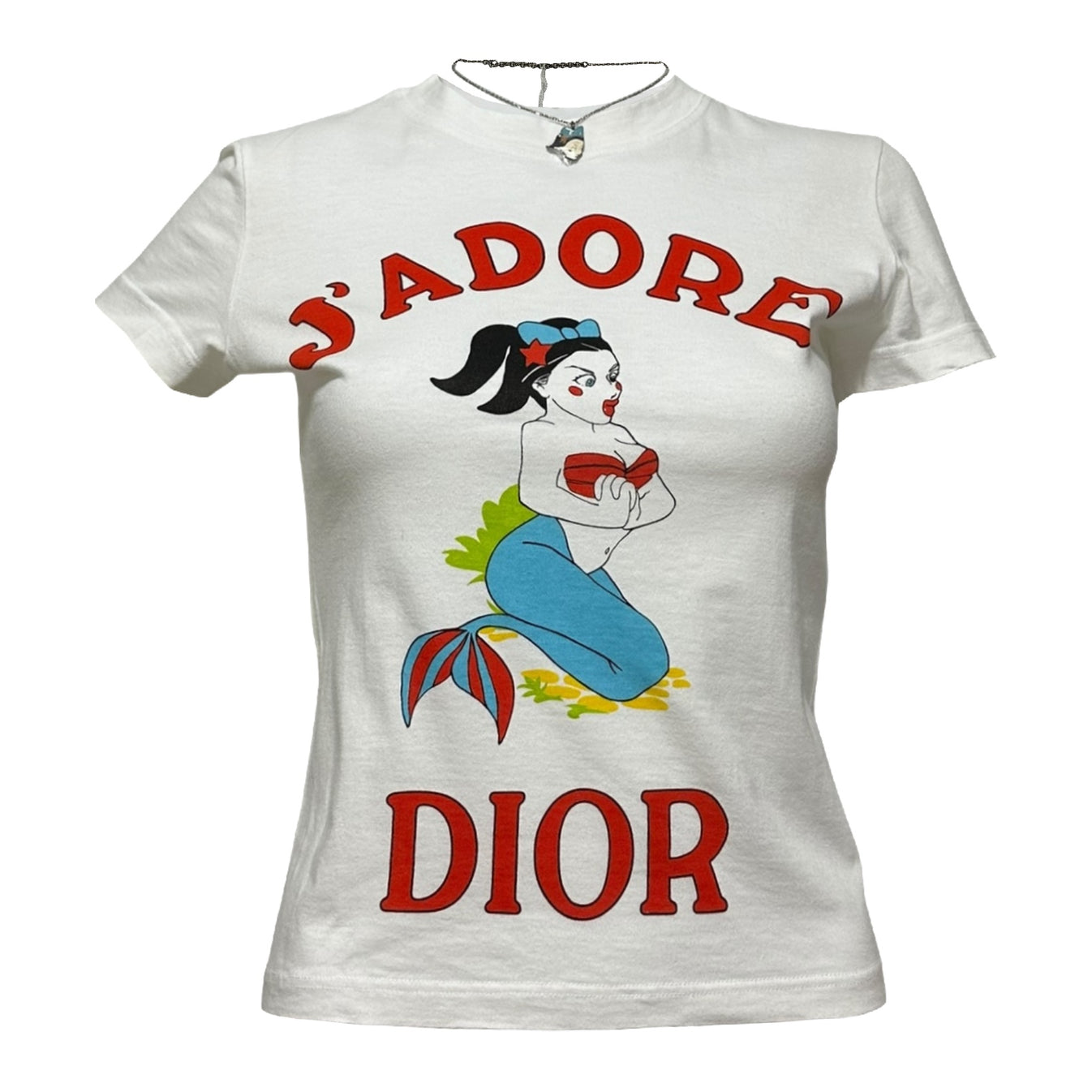 CHRISTIAN DIOR Spring Summer 2002 Cartoon "J'ADORE DIOR" Mermaid T-Shi ...