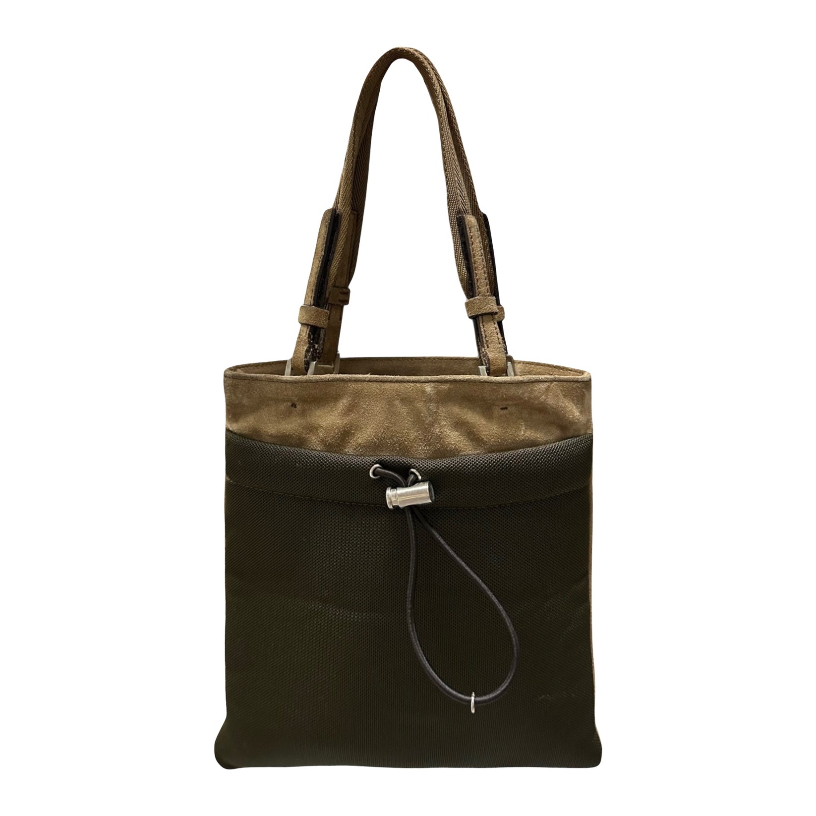 PRADA Fall Winter 1999 Appliqué Leaves Suede and Mesh Hand Bag – 24/7 ...