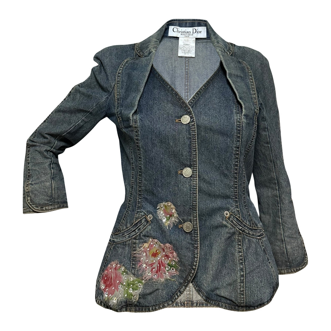 CHRISTIAN DIOR Spring Summer 2005 Floral Embellished Denim Bar Jacket ...