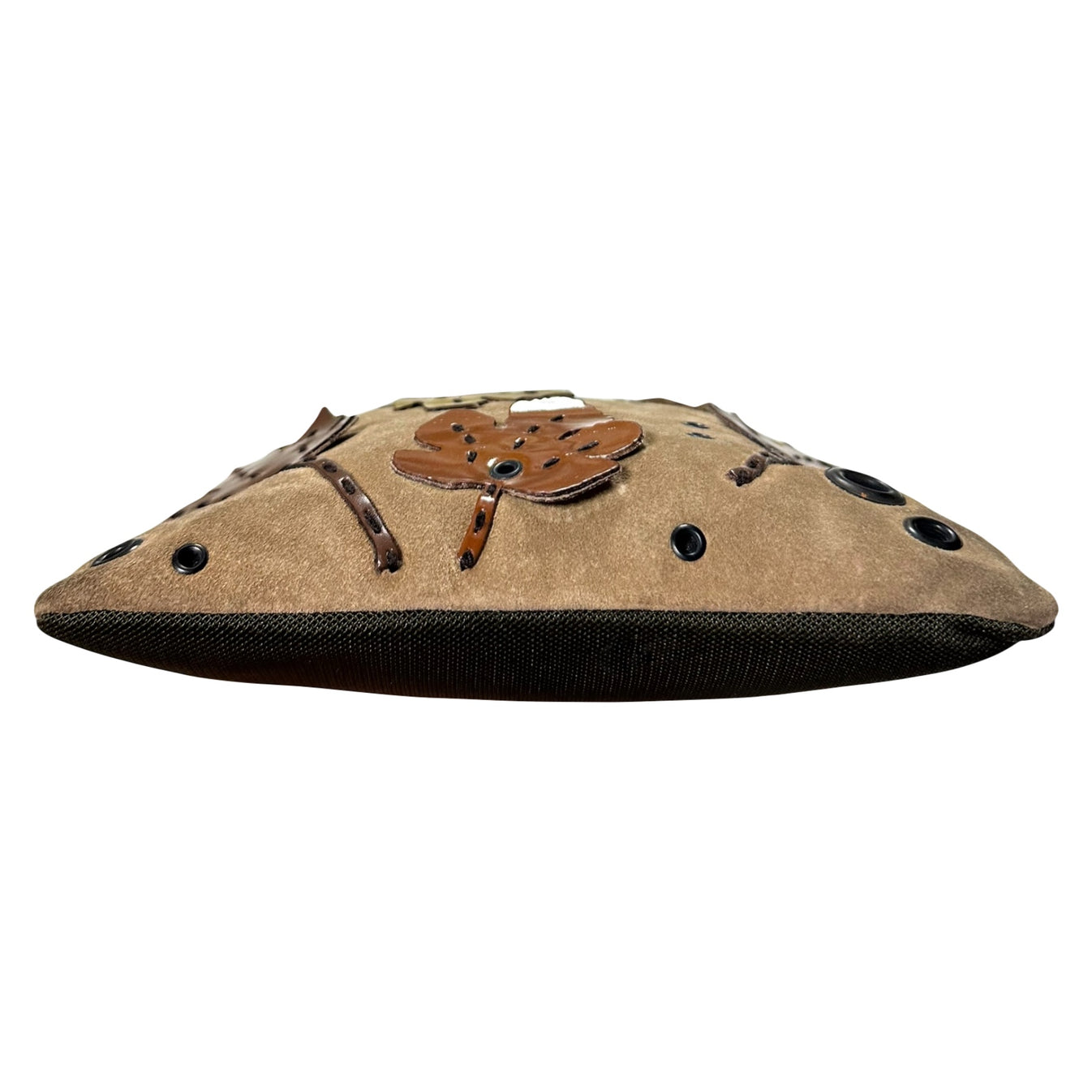 PRADA Fall Winter 1999 Appliqué Leaves Suede and Mesh Hand Bag – 24/7 ...