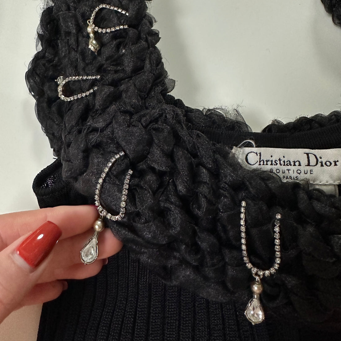 CHRISTIAN DIOR Spring Summer 2003 Rib Knit Off Shoulder Jewel Top – 24/ ...